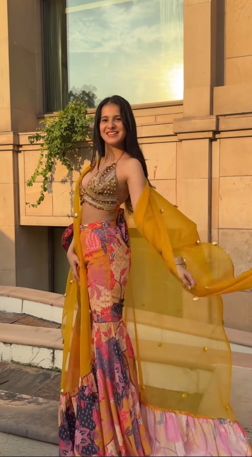 Taneesha Mirwani in Buttercup Yellow Kaira – Rishi and Vibhuti